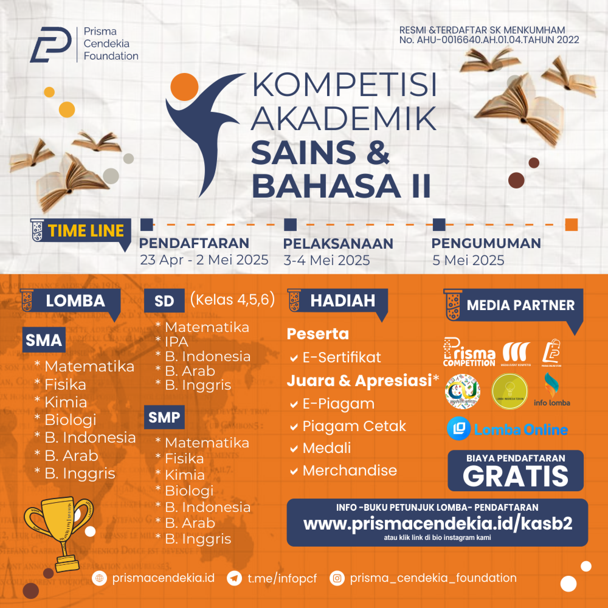 PENGUMUMAN KOMPETISI AKADEMIK ILMU SOSIAL – Prisma Cendekia